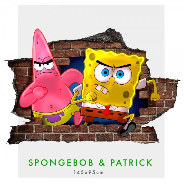 SPONGEBOB E PATRICK - Adesivo Murale Grafica 3D per Parete - Wall ...