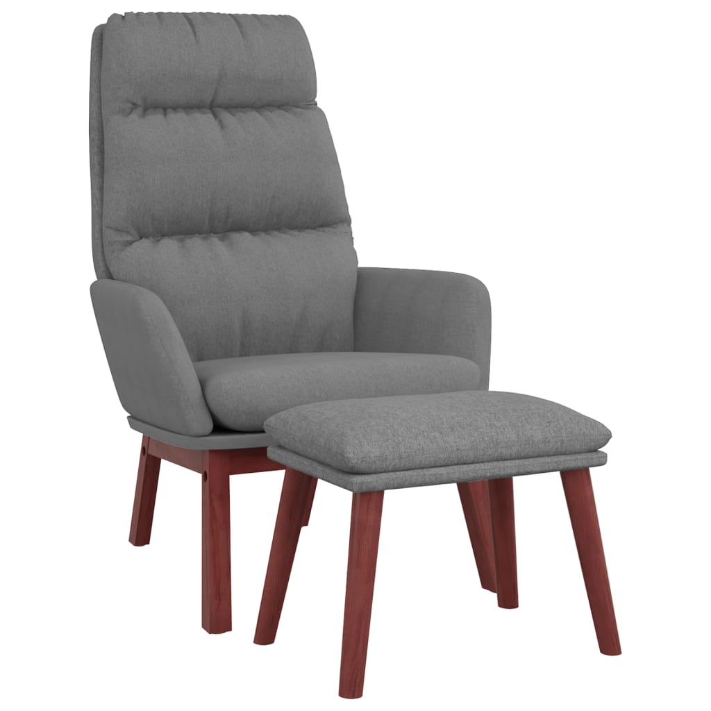 Chaise de salon | Chaise de relaxation avec tabouret Gris clair Tissu ...