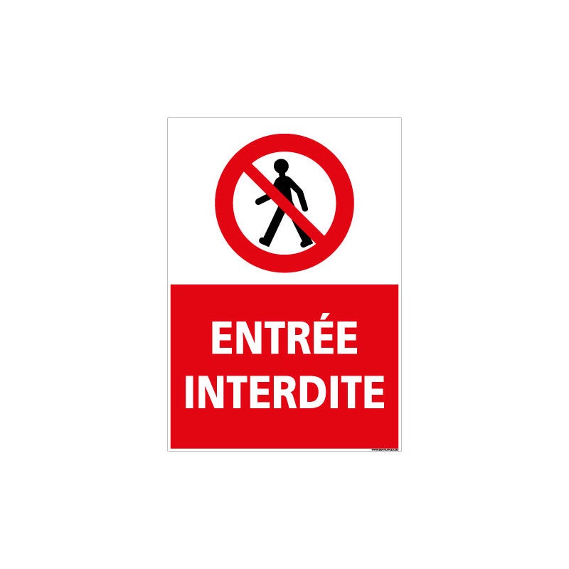 PANNEAU ENTREE INTERDITE (D1127) 210 x 300 mm Matière Adhesif | Leroy ...