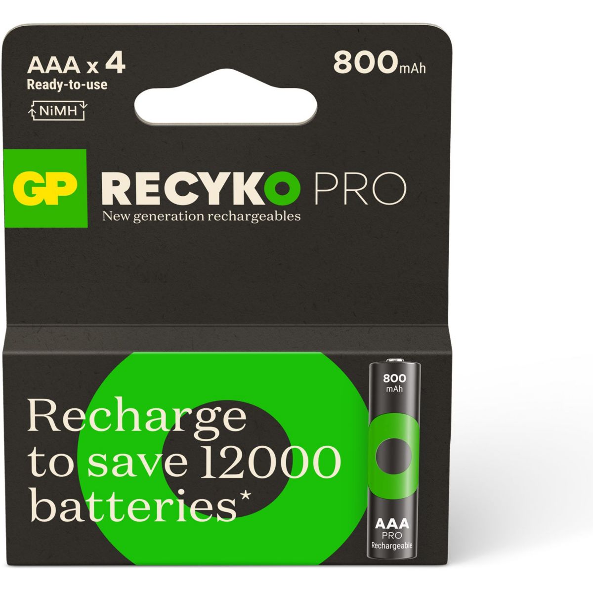 Pile rechargeable GP AAA ReCyckO PRO lot de 4 800mAh | Leroy Merlin