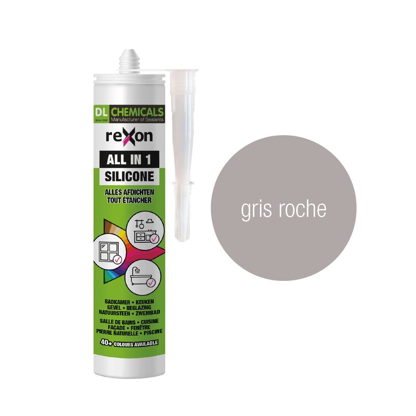 Mastic silicone neutre REXON All-in-1 Gris roche 290ml | Leroy Merlin