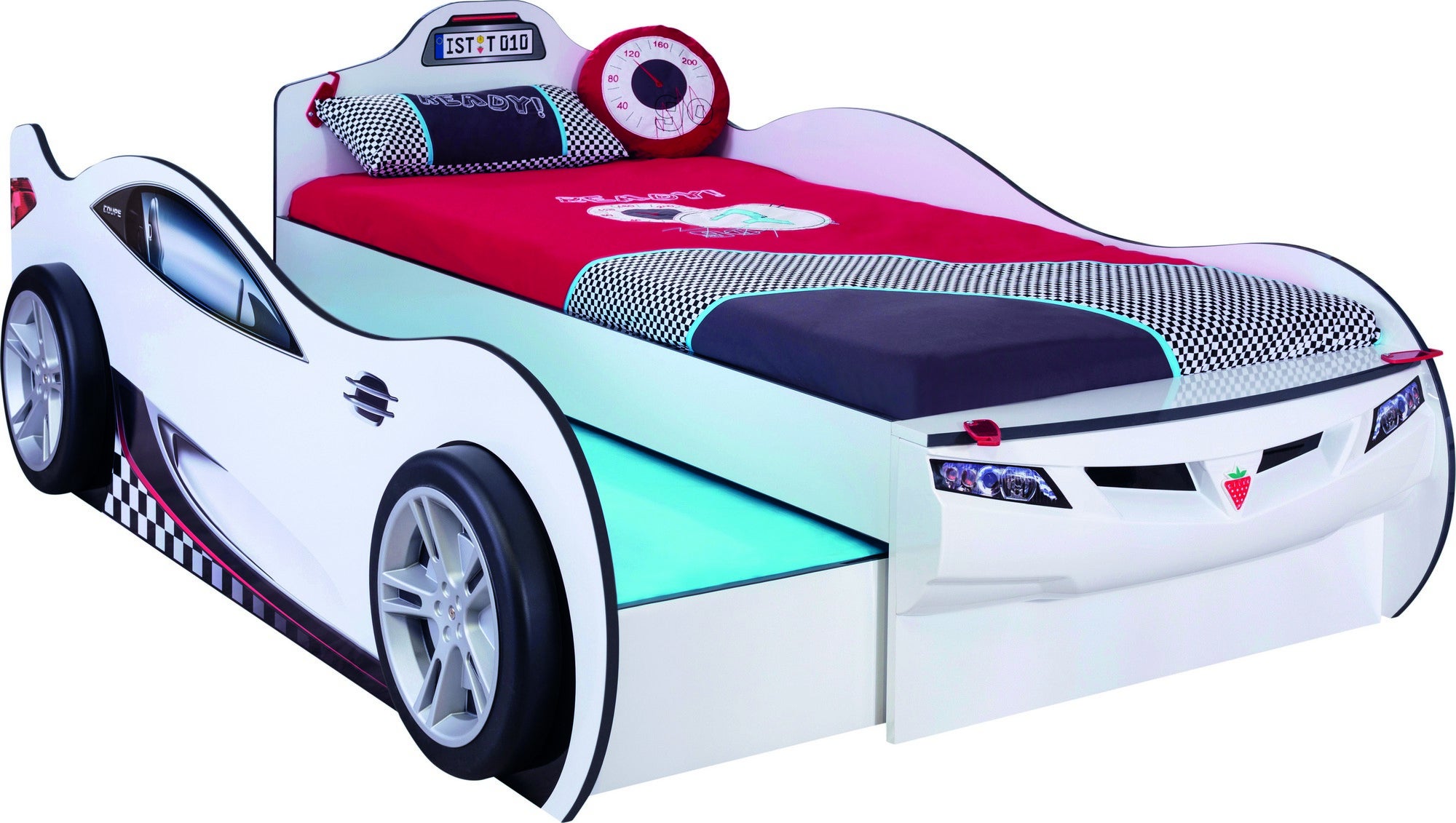 Lit enfant gigogne voiture de course blanche Racing Kup 90x190 | Leroy ...
