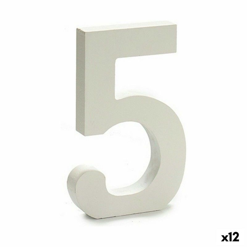 Número 5 Madera Blanco (1,8 x 21 x 17 cm) (12 Unidades) 4899888524601 ...