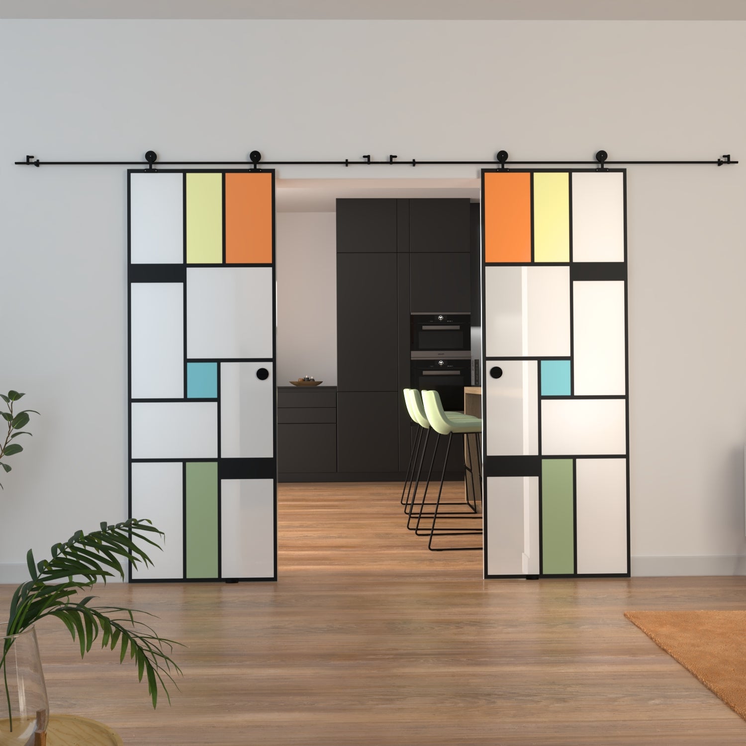 KIT connecteur pour double porte avec rail noir apparent - AURYS ...