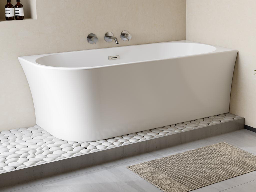 Baignoire d'angle - 228 L - 170 x 75 x 59 cm - Blanche - Acrylique ...