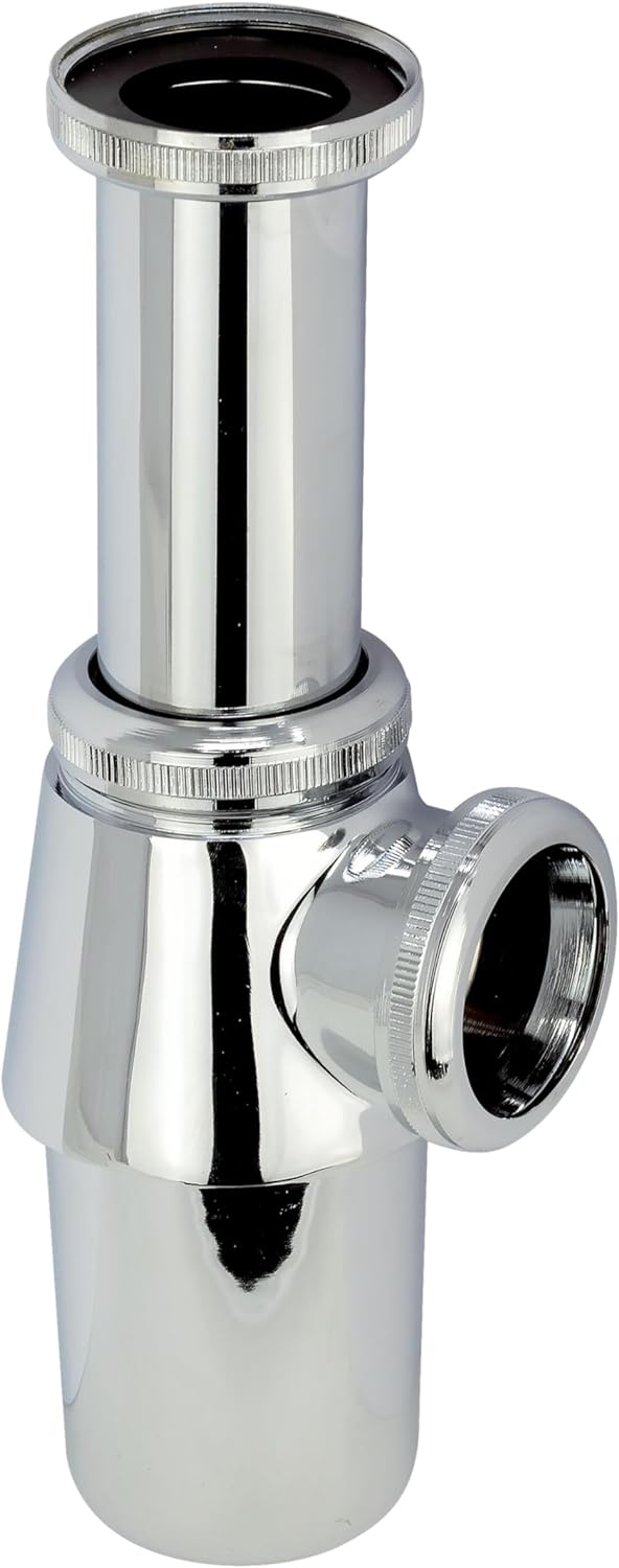 Siphon de lavabo en laiton Rangée de mur à fond rond 30 cm,chromé ...