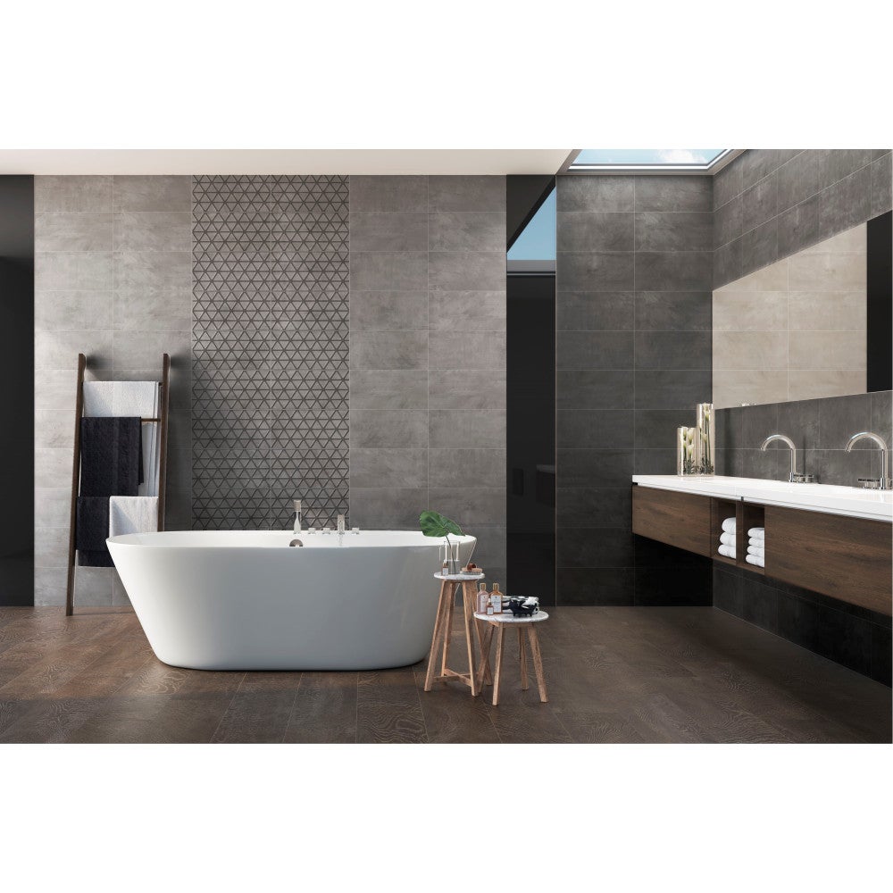 Destockage - Carrelage mural Artelei gris 25x50 - faïence | Leroy Merlin