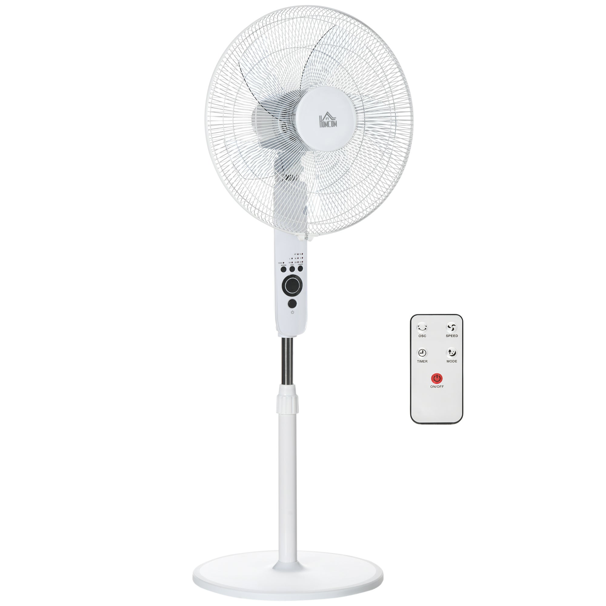 Ventilateur sur pied avec télécommande, hauteur réglable, 3 vitesses ...