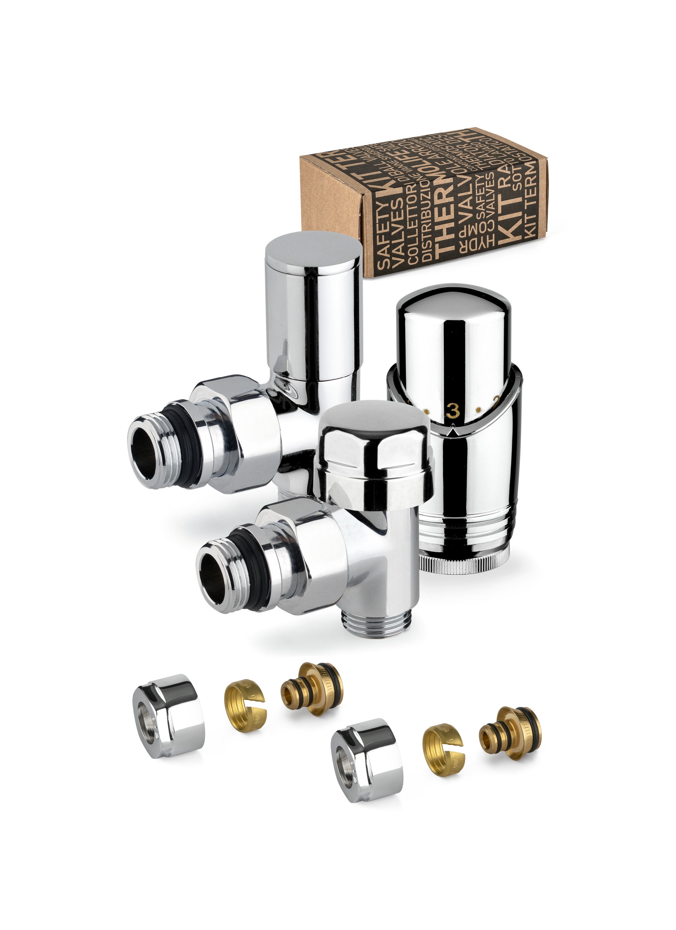 Kit valvole d'arredo termostatizzabili colore cromo con raccordo per tubo multistrato APM 100KC ...