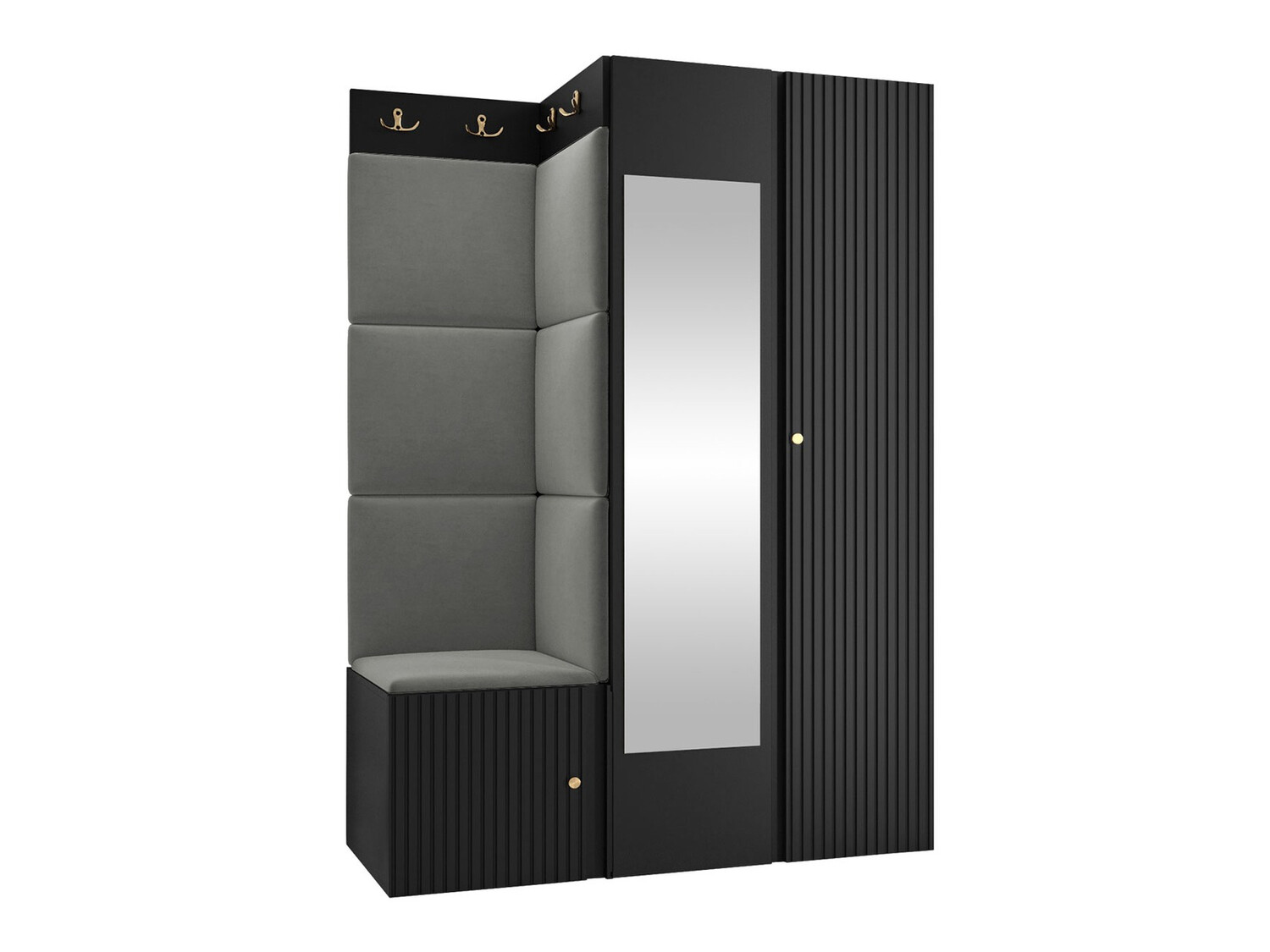 Conjunto de recibidor Hartford 388, 186x116x46cm, Espejo, Gris, Negro ...