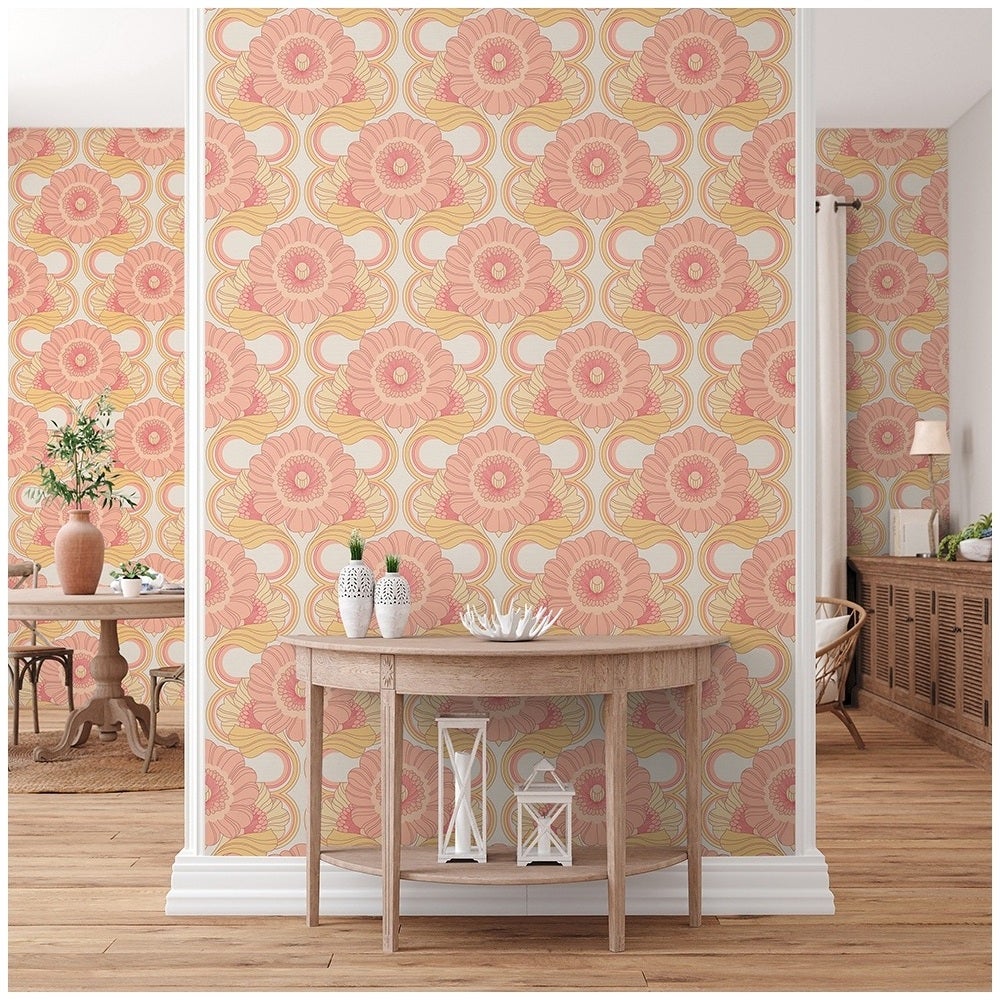 Papier Peint Lenni Fleurs M1-No.10902 Intissé Jaune Rose Tadessi 8.50 m ...