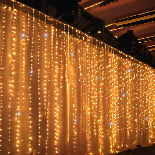 Cortina de luces LED con destellos, 2 x 1.5 m, 300 LED cálido, cable ...