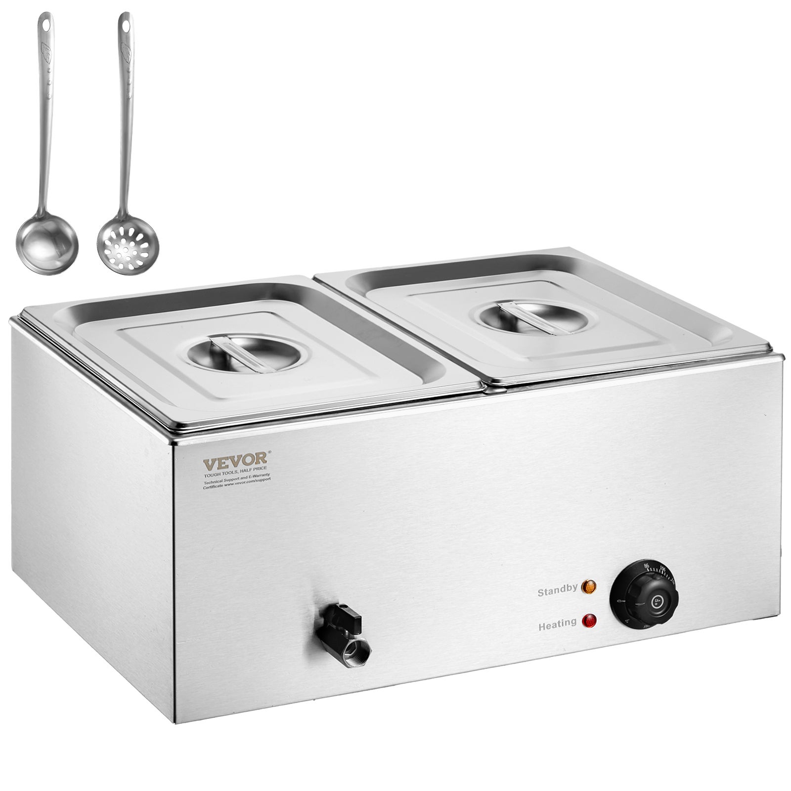 Chauffe-plats avec VEVOR 2 bols,17 L,1200 W,buffet chauffant en inox ...