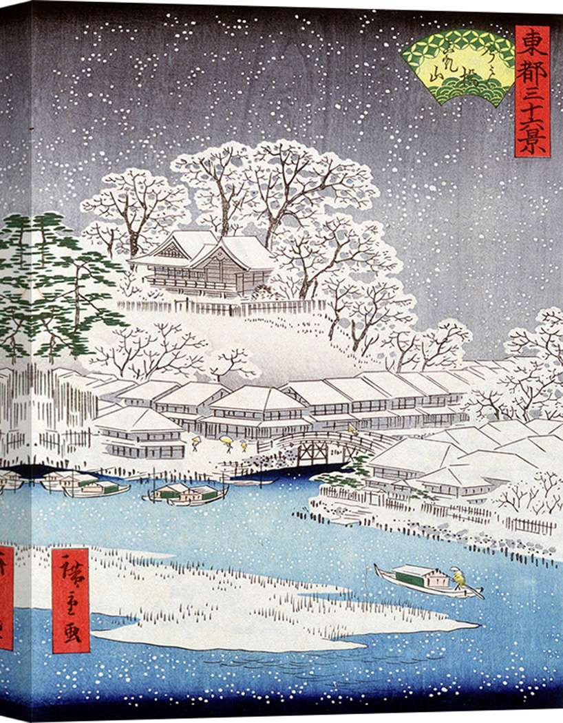 Estampe japonaise sur toile - Katsushika Hokusai, Paysage sous la neige ...