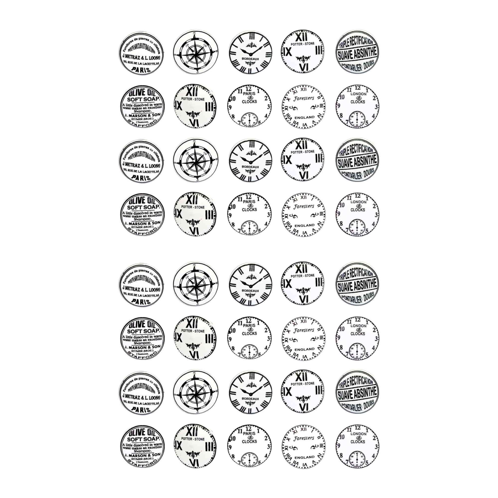 40 Pomos de Cerámica Diseño Relojes Blanco y Negro Tiradores y Manetas ...