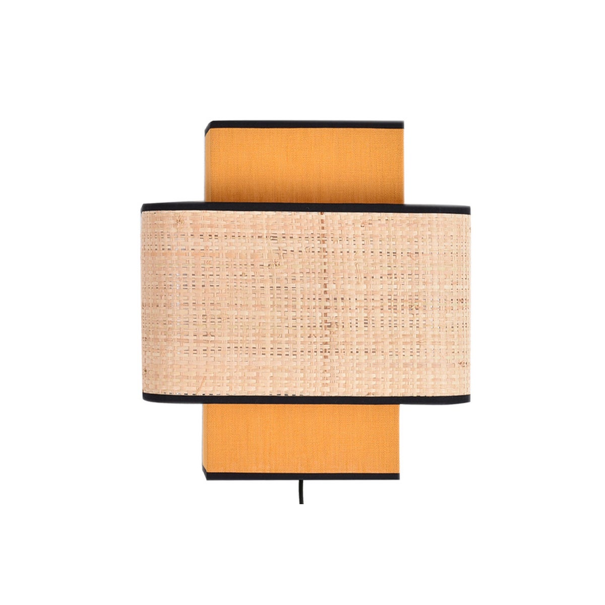 Applique murale en lin jaune moutarde et rabane naturelle H28 cm TERA ...
