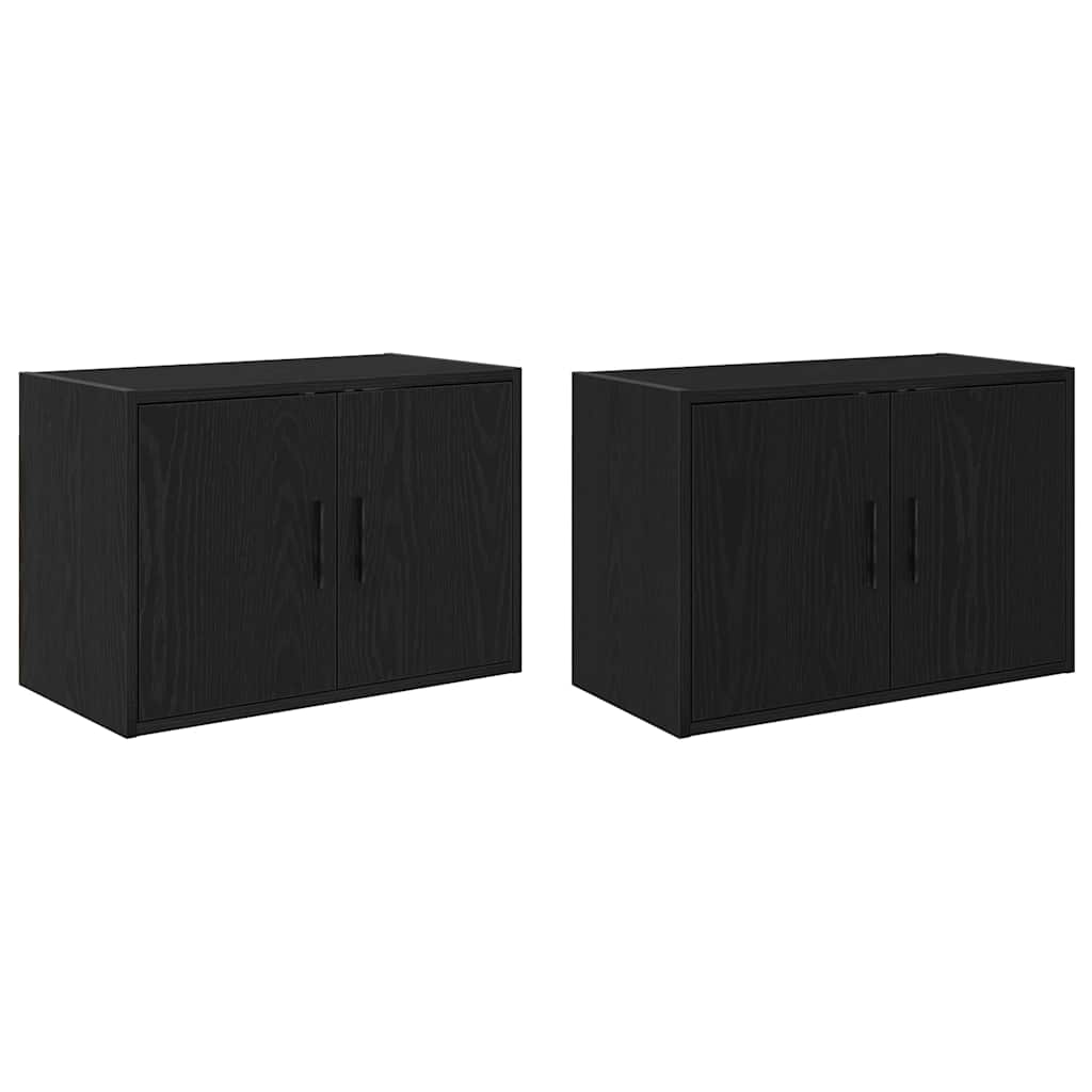 Meuble de rangement | Armoires murales de garage 2 pcs noir bois d ...