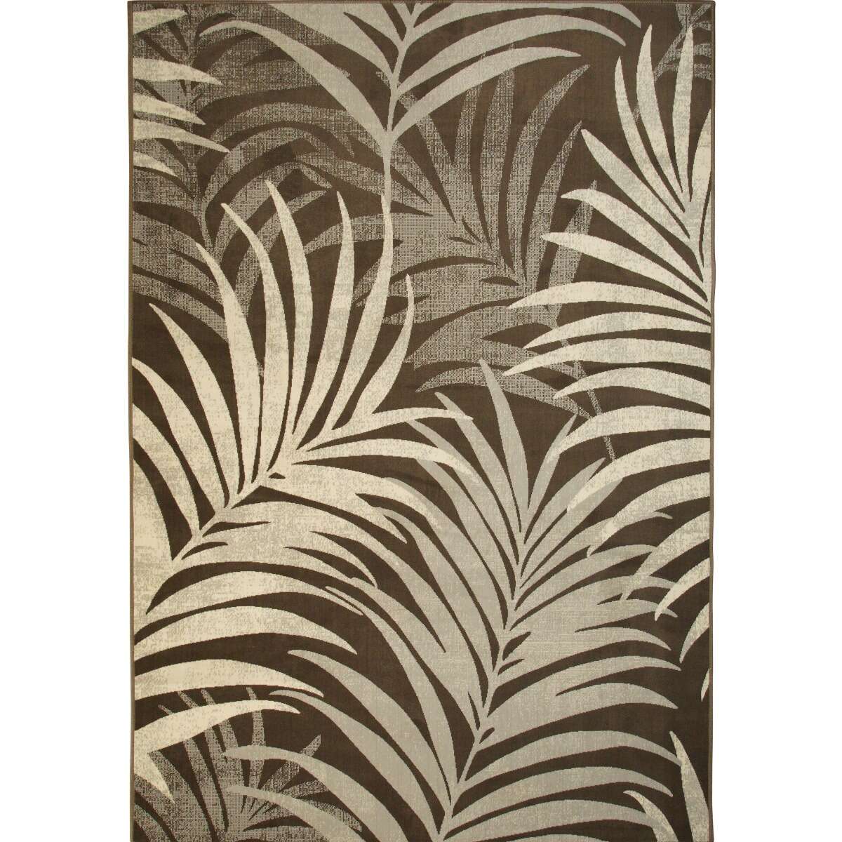 Tapis salon doux motif tropical 190x240 taupe | Leroy Merlin