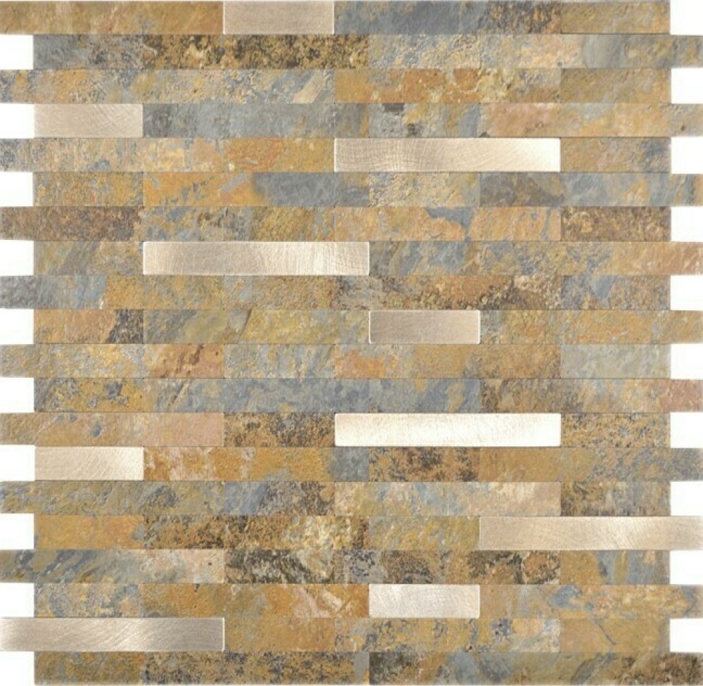 Mosaico de vinilo compuesto autoadhesivo efecto piedra Multi Slate Gold ...