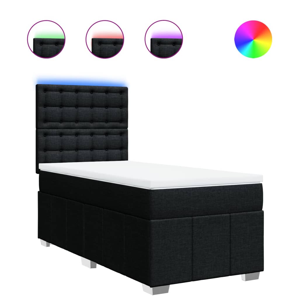 Cama box spring con colchón tela negro 100x200 cm | Leroy Merlin