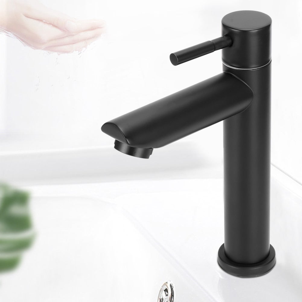 Robinet d'eau de lavabo froid simple en acier inoxydable noir, robinet ...