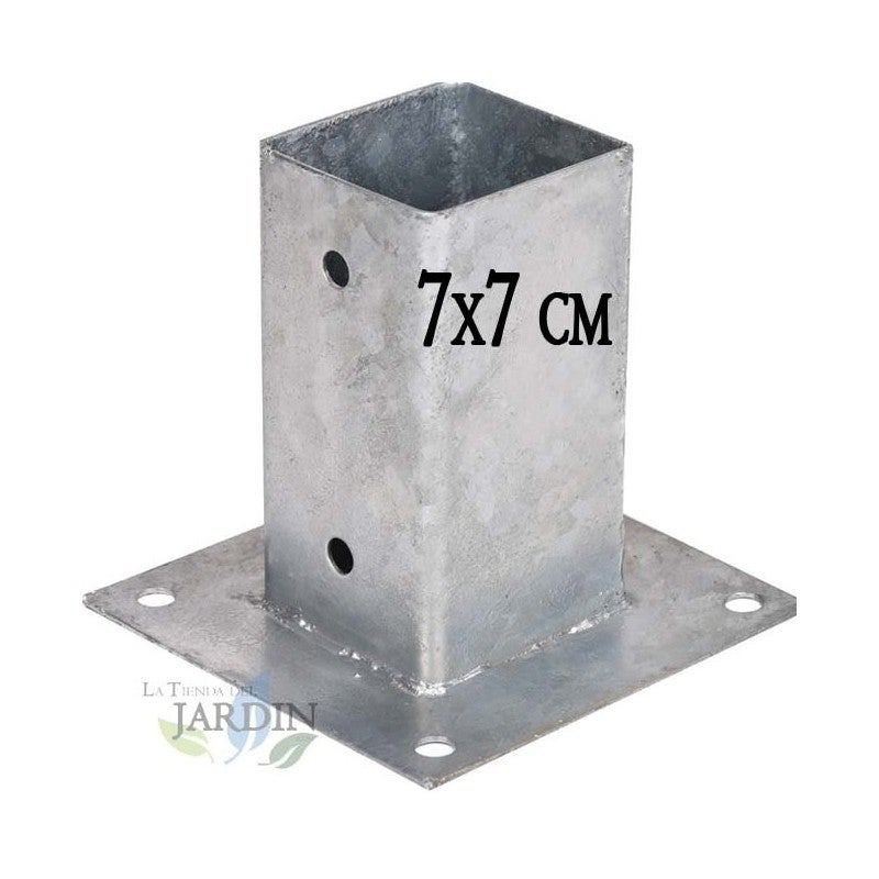 Base para Poste 7x7 cm Zincada Acero Anclaje Suelo | Soporte para ...