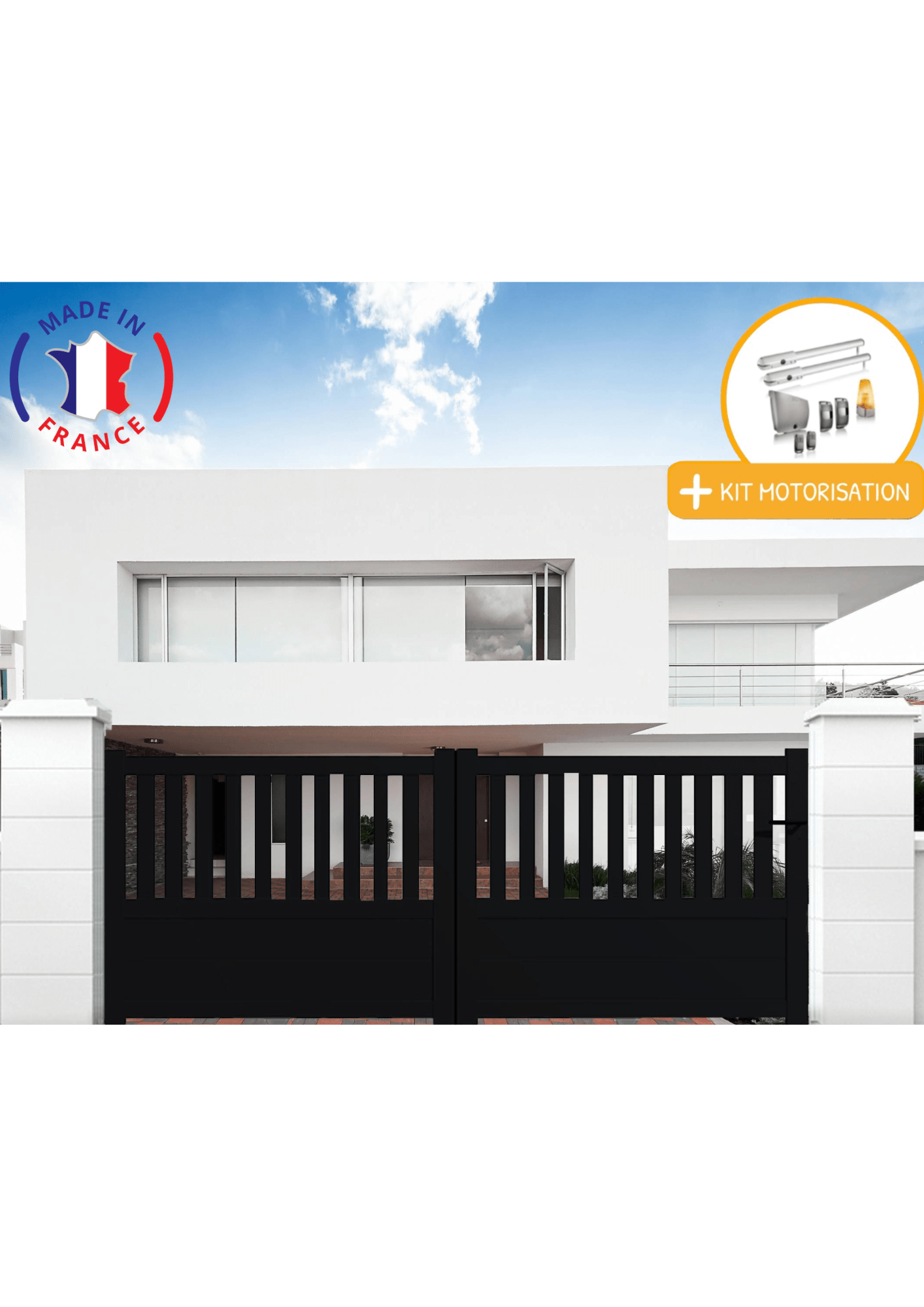 Portail aluminium battant semi-ajouré en kit + Motorisation dimensions ...