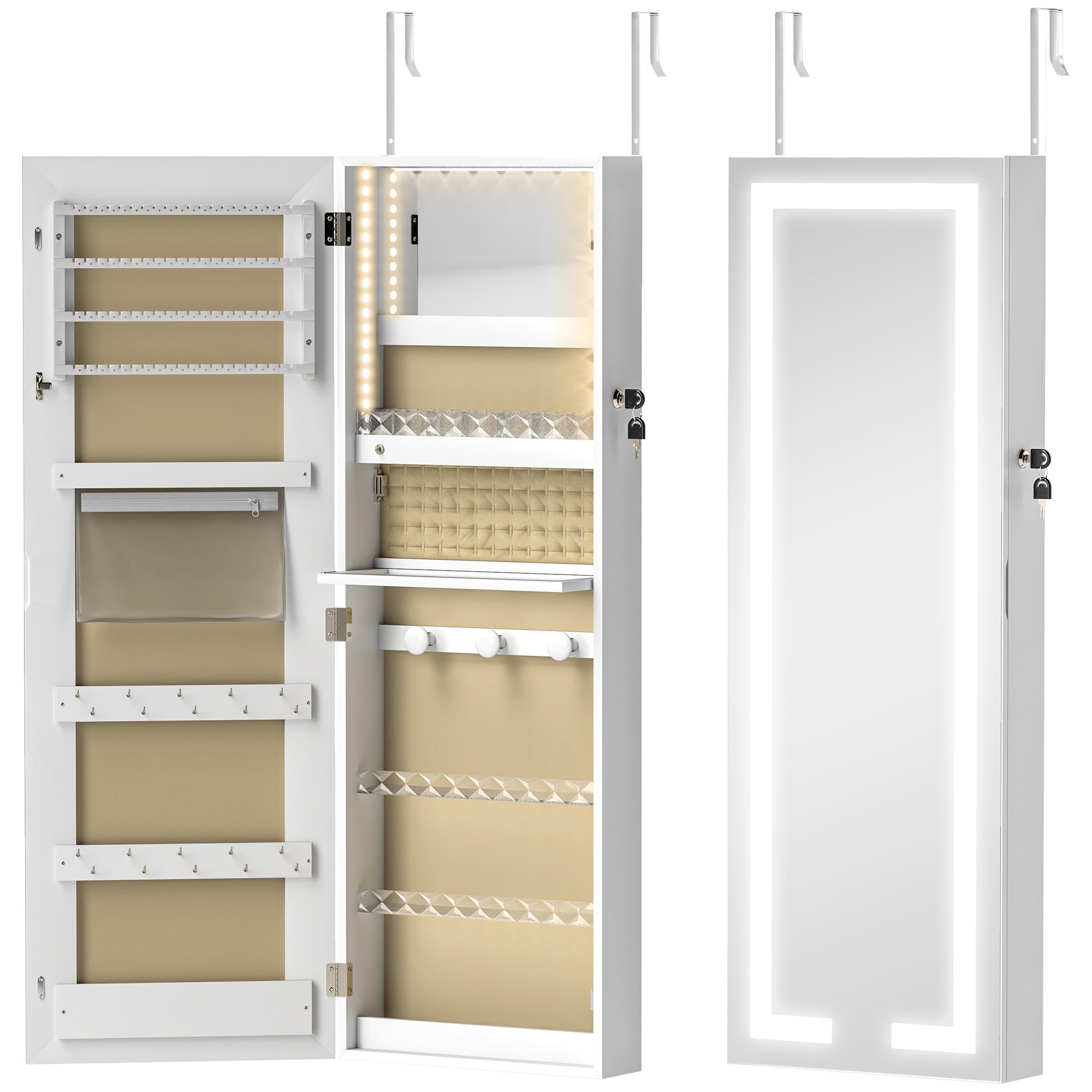 Espejo Joyero HOMCOM MDF, Vidrio Blanco 37x10.5x108 cm 831-954V81WT ...