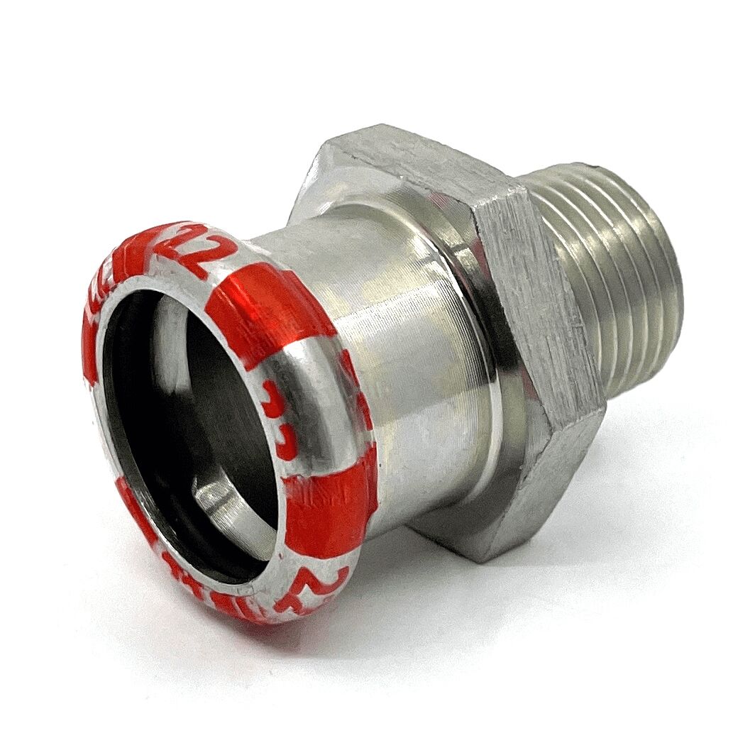 Raccord mâle à sertir / filetage mâle profil M 15 mm x 1/2" acier ...