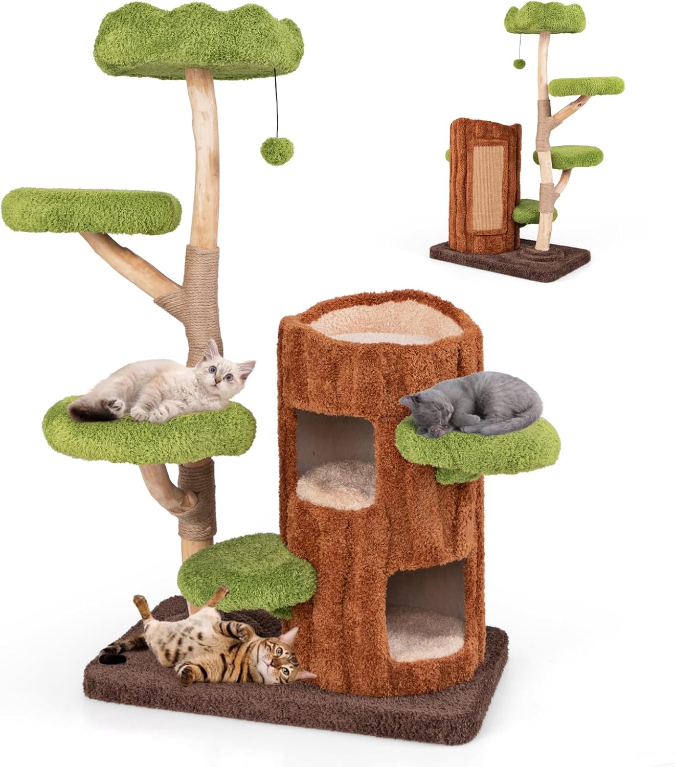 Arbre a Chat Design 141 cm,en Bois,5 Plateformes, Poteaux à Griffer en ...