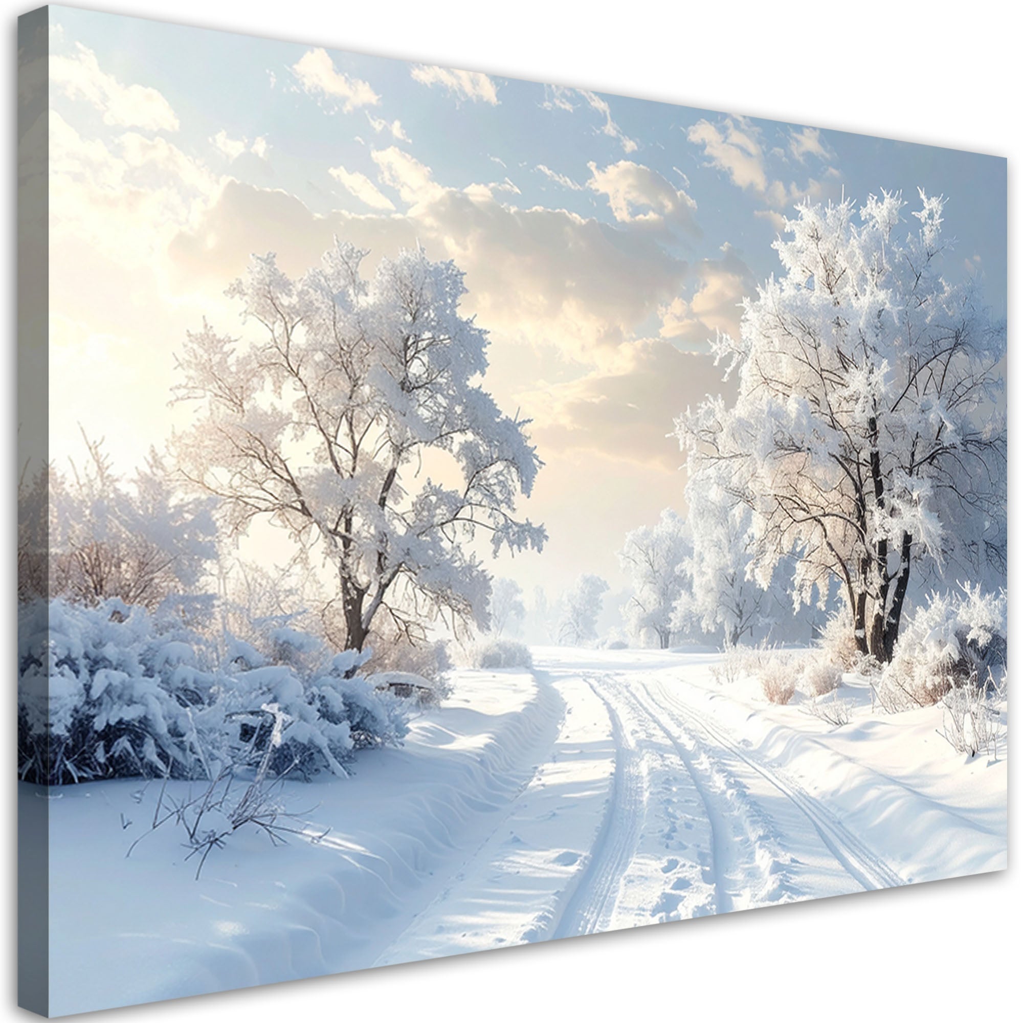 Image sur Toile Paysage hiver neige route arbres 100x70 | Leroy Merlin