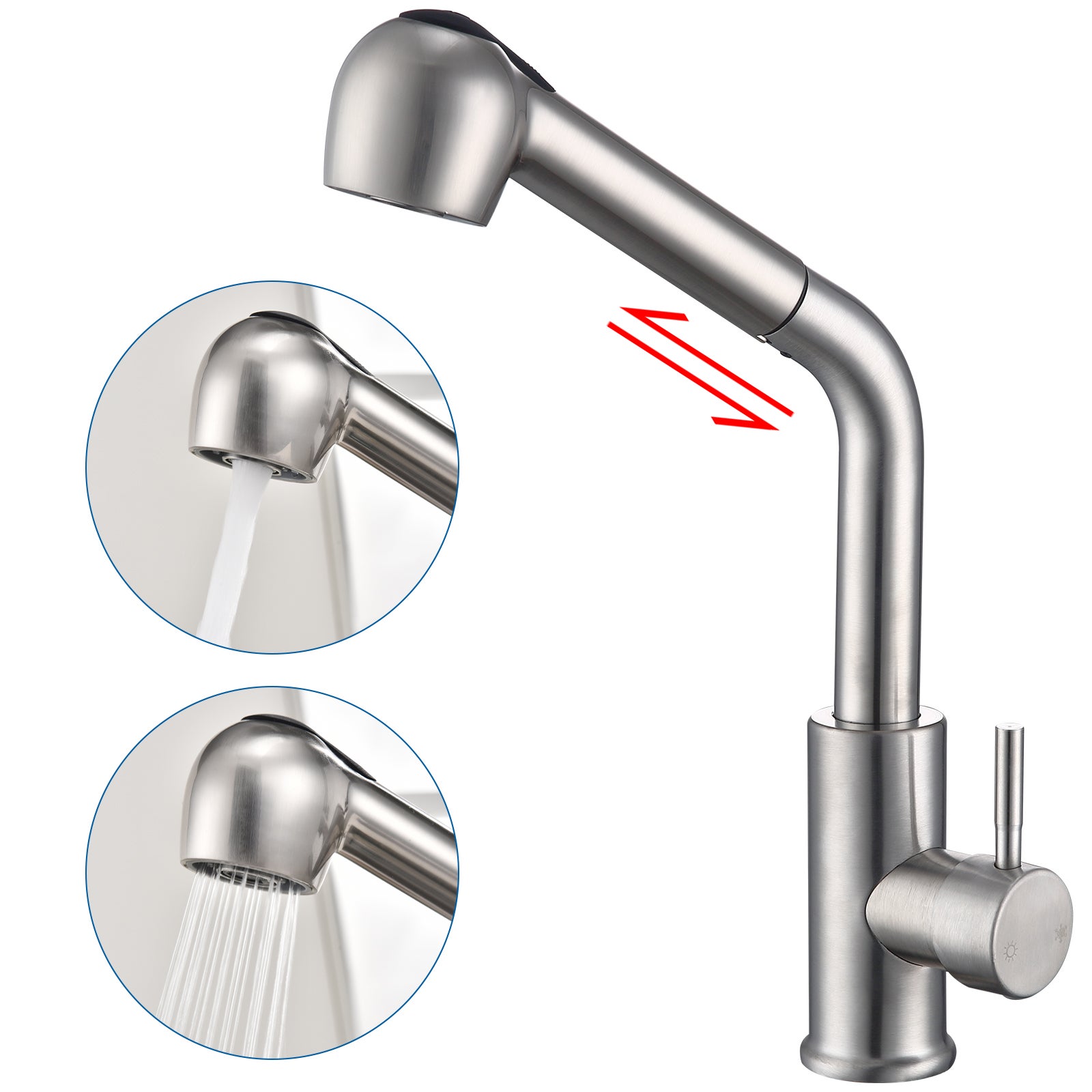 Robinet de Cuisine avec Douchette Extractible, Mitigeur Cuisine à Bec ...