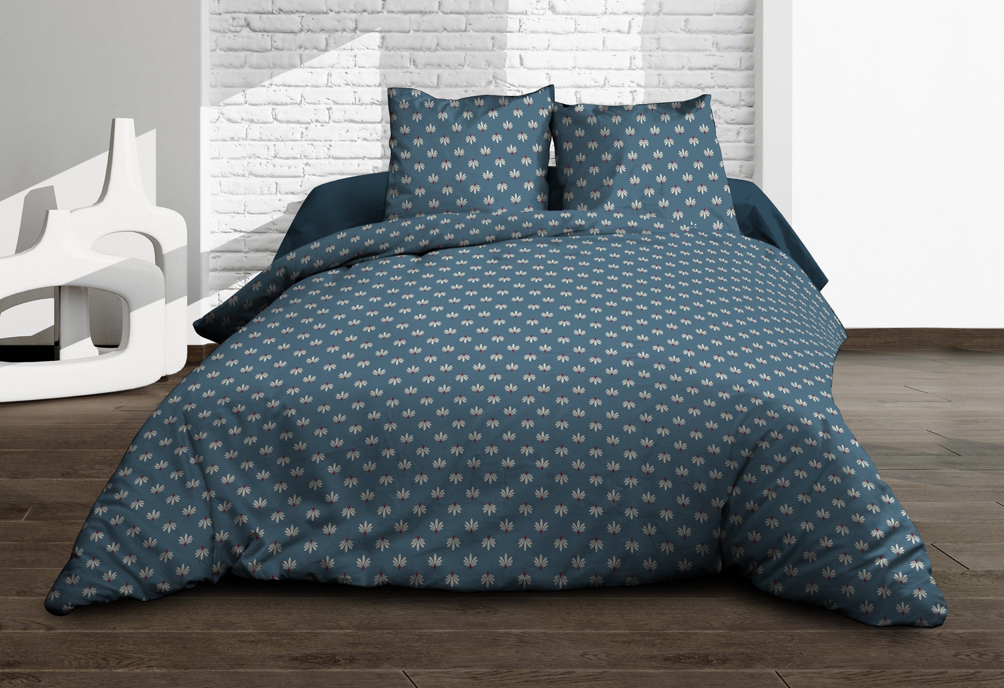 Housse de couette 220x240 + 2 taies - Pur coton 57 fils - Alya | Leroy ...