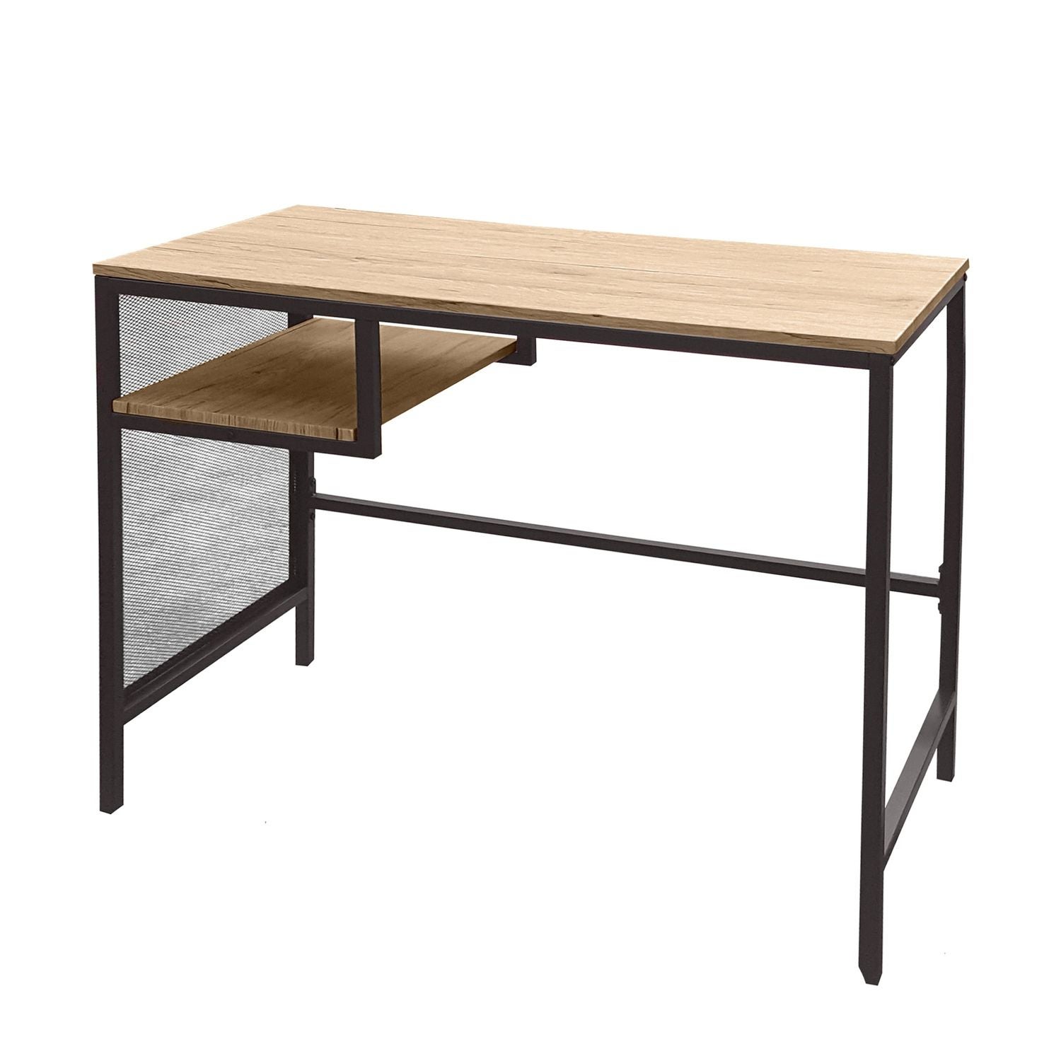 Bureau industriel en bois et métal Dock - L. 90 x H. 75 cm - Noir ...