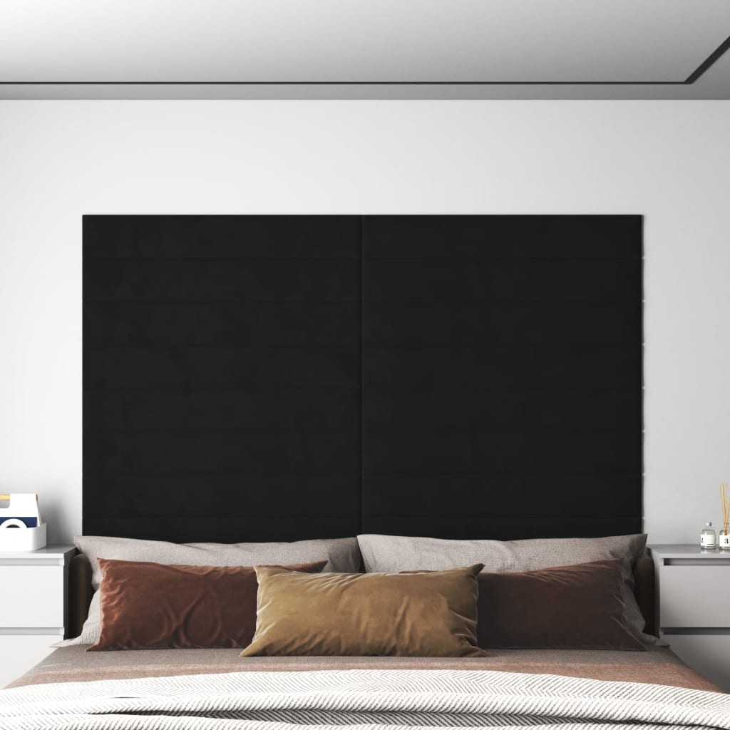 Paneles de pared 12 piezas Negro 90x15 cm Terciopelo 1,62 m2 | Leroy Merlin
