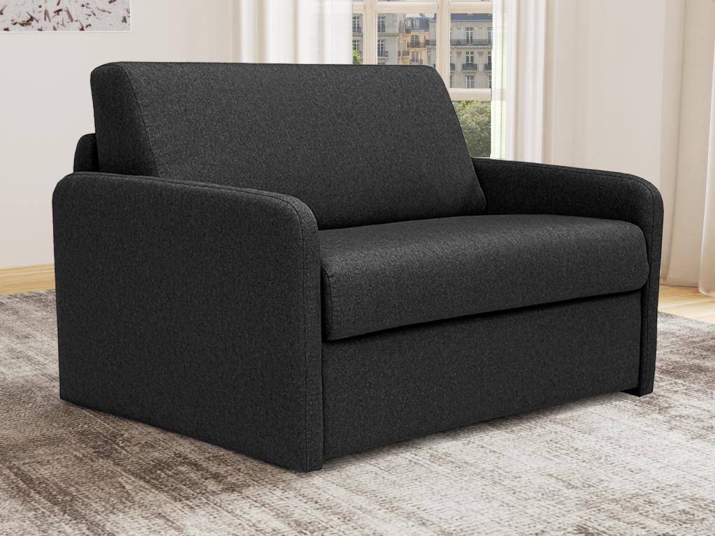Fauteuil convertible express en tissu gris anthracite - Couchage lattes ...