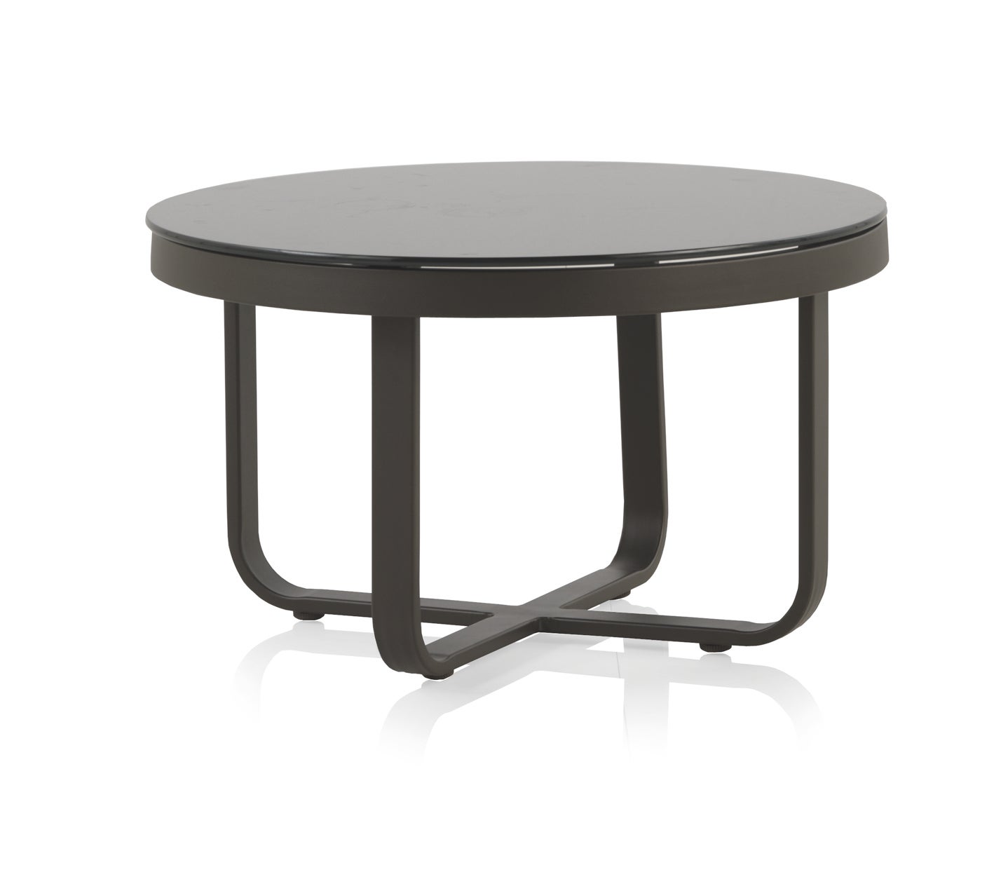 Table basse aluminium marron et verre trempé noir diamètre 60 cm ...