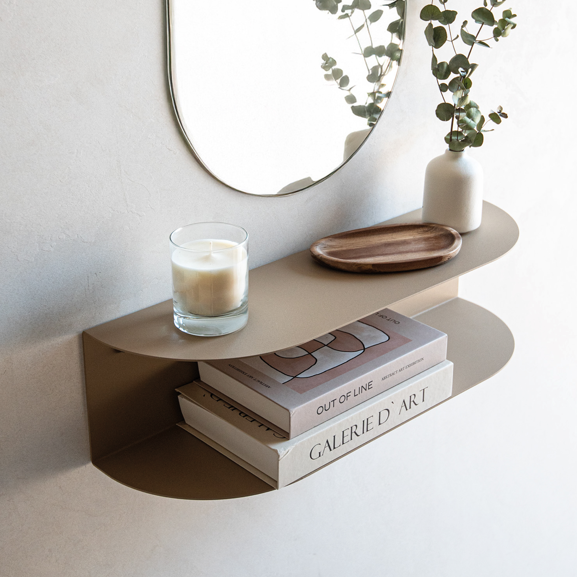 Console d’entrée suspendue en métal sable | Étagère murale à 2 niveaux ...