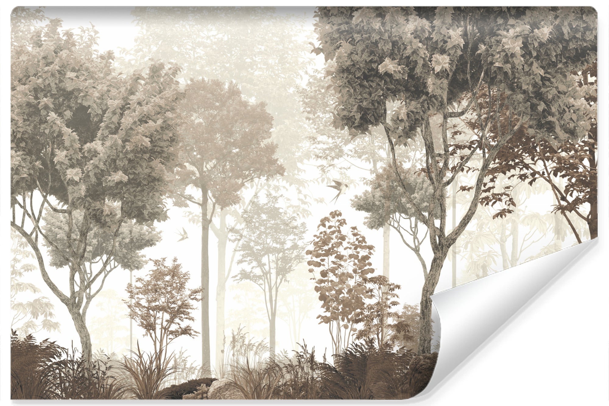 Papier Peint Intissé Photo Pour Salon FORÊT Arbres Nature Rétro 180cm x ...