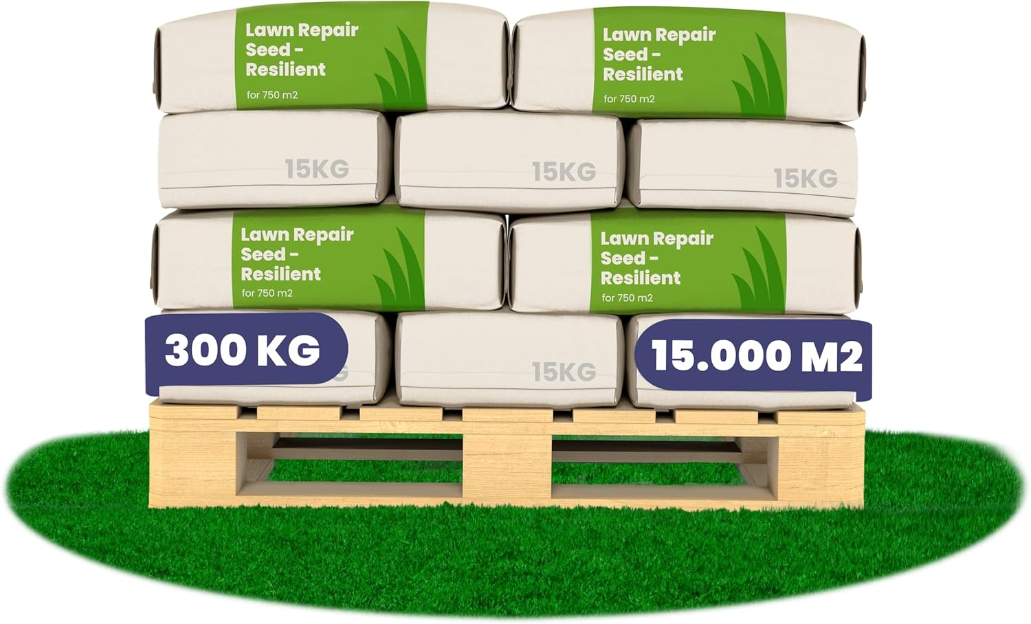 Semence Gazon Regarnissage - Résilient - 20X = 300 Kg Pour 1,5 Ha ...