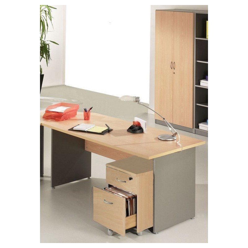 Pack Bureau + Caisson + Armoire Hêtre Alu | Leroy Merlin
