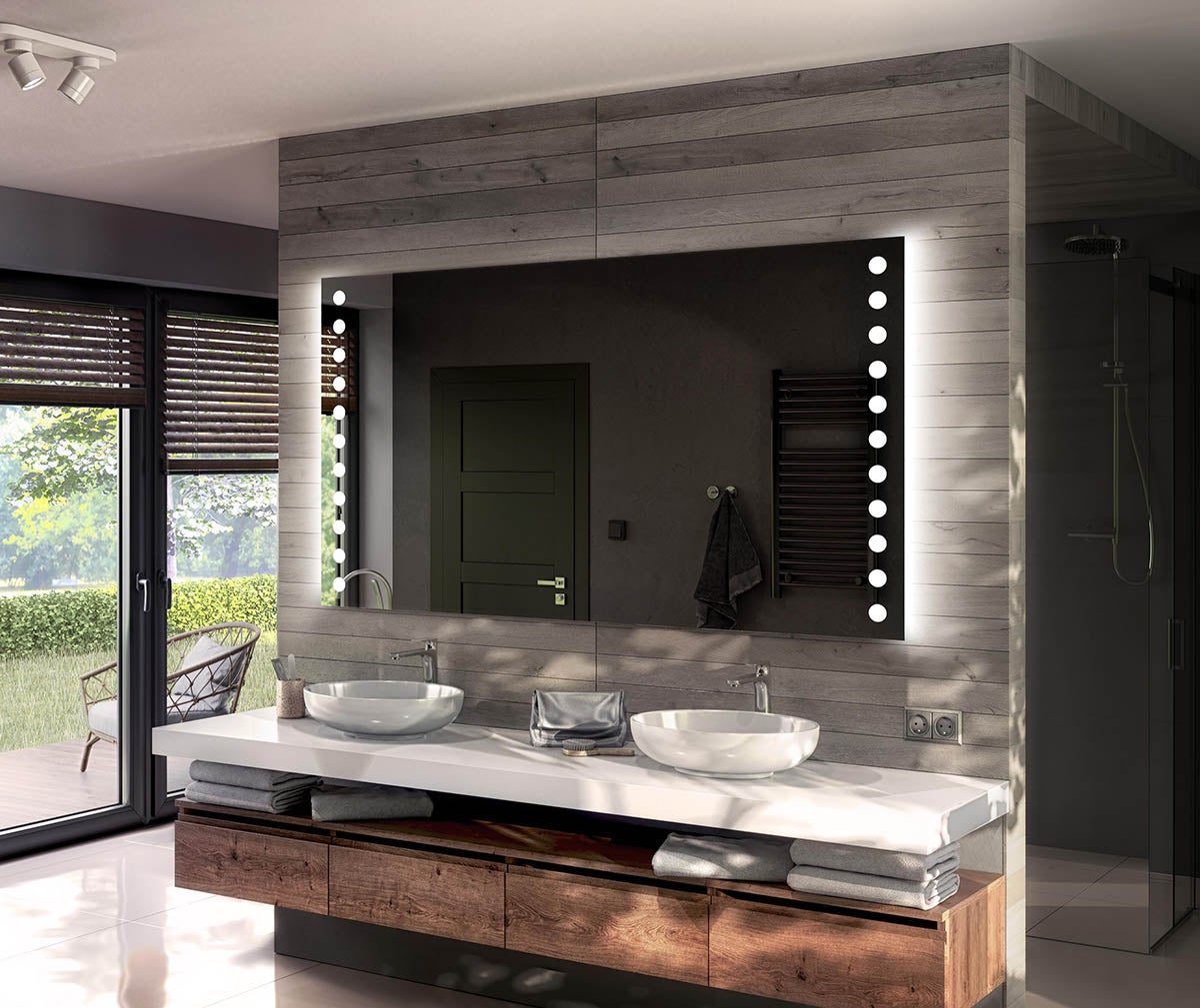 Miroir LED Éclairé Par Batterie Illumination Salle de Bain (200x60cm ...