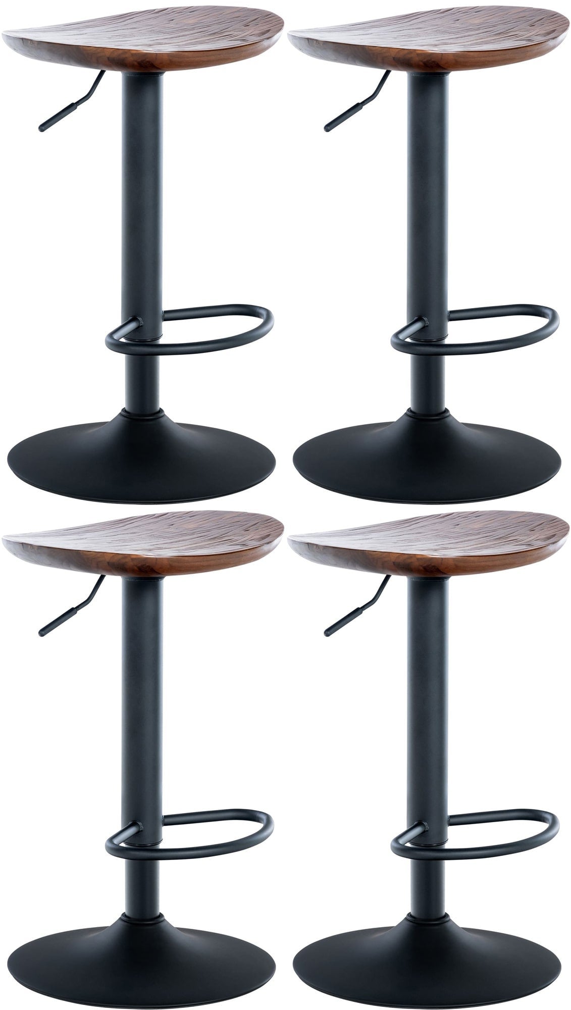 Juego de 4 taburetes de bar giratorios con reposapiés, asiento de ...