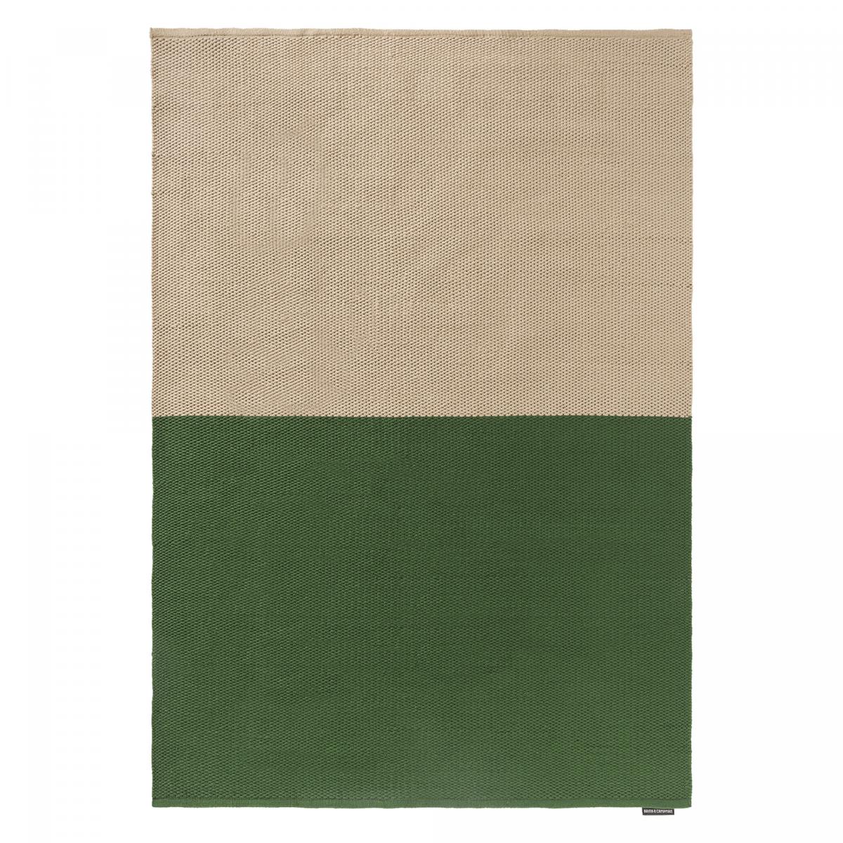 Tapis extérieur 140x200 kilim fait main en PET vert et beige DECK ...