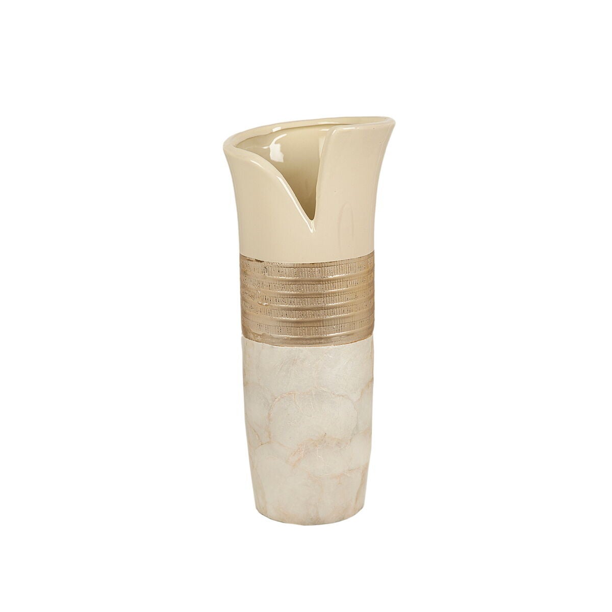 Vase Romimex Champagne Nacre noire Céramique 15 x 35 x 14 cm | Leroy Merlin