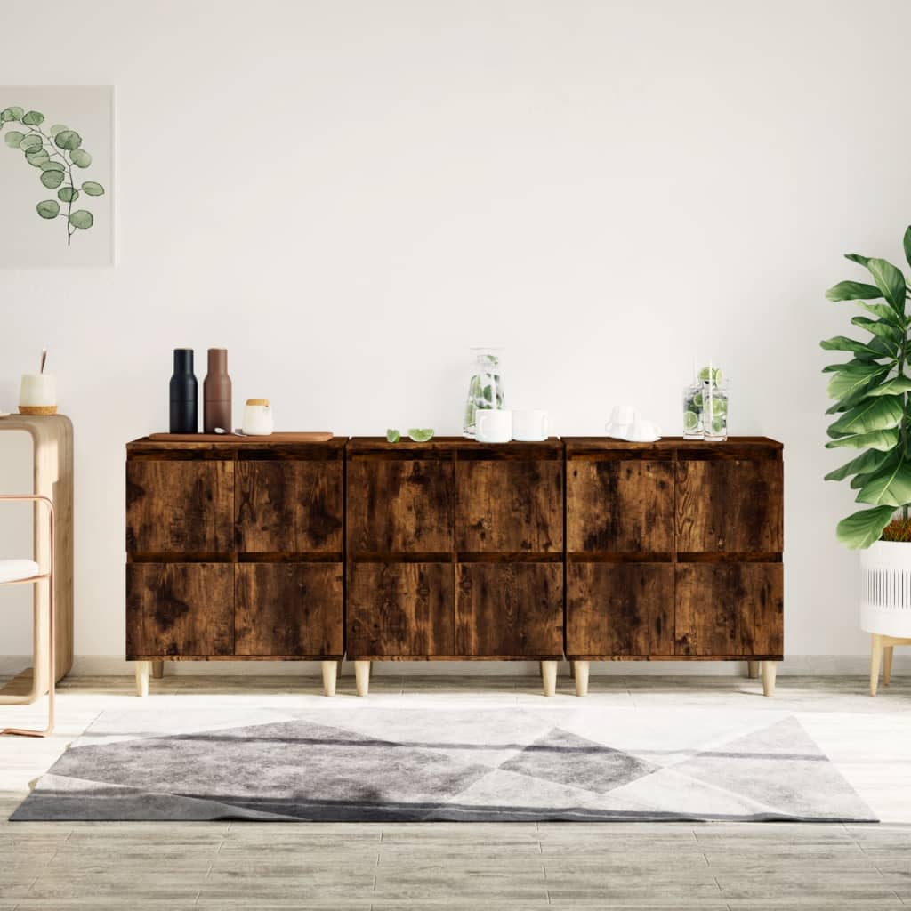 Maison Exclusive - Buffets 3 pcs chêne fumé 60x35x70 cm bois d ...