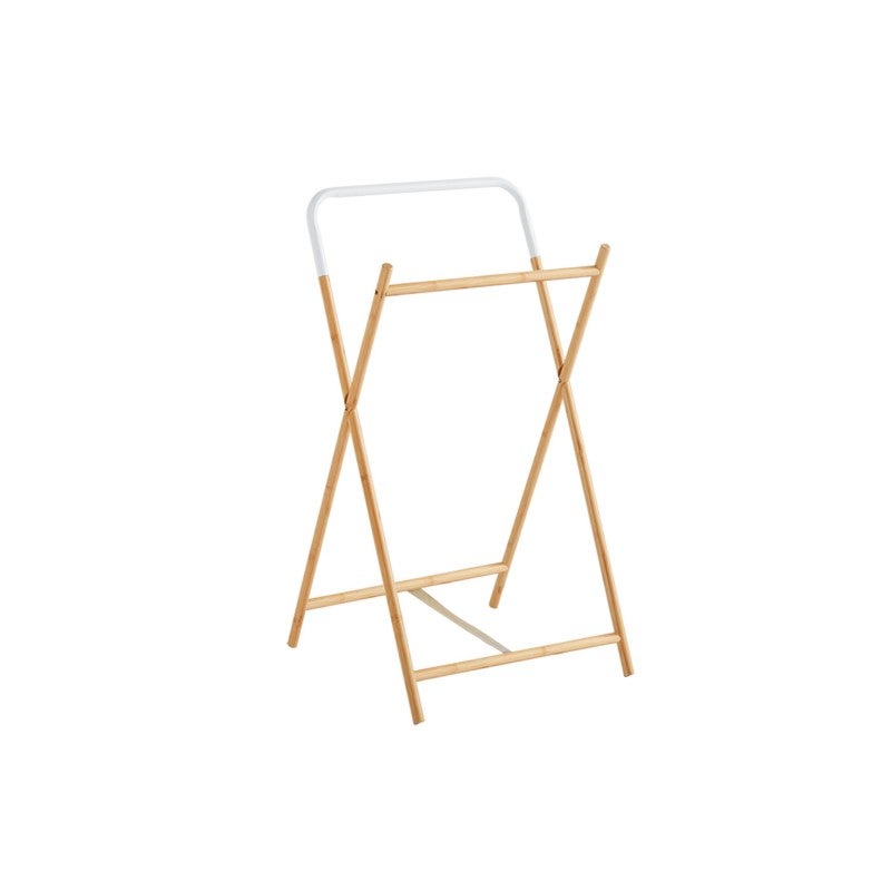 Porte-serviettes en bambou et métal blanc 45 x 41 x 83 cm | Leroy Merlin