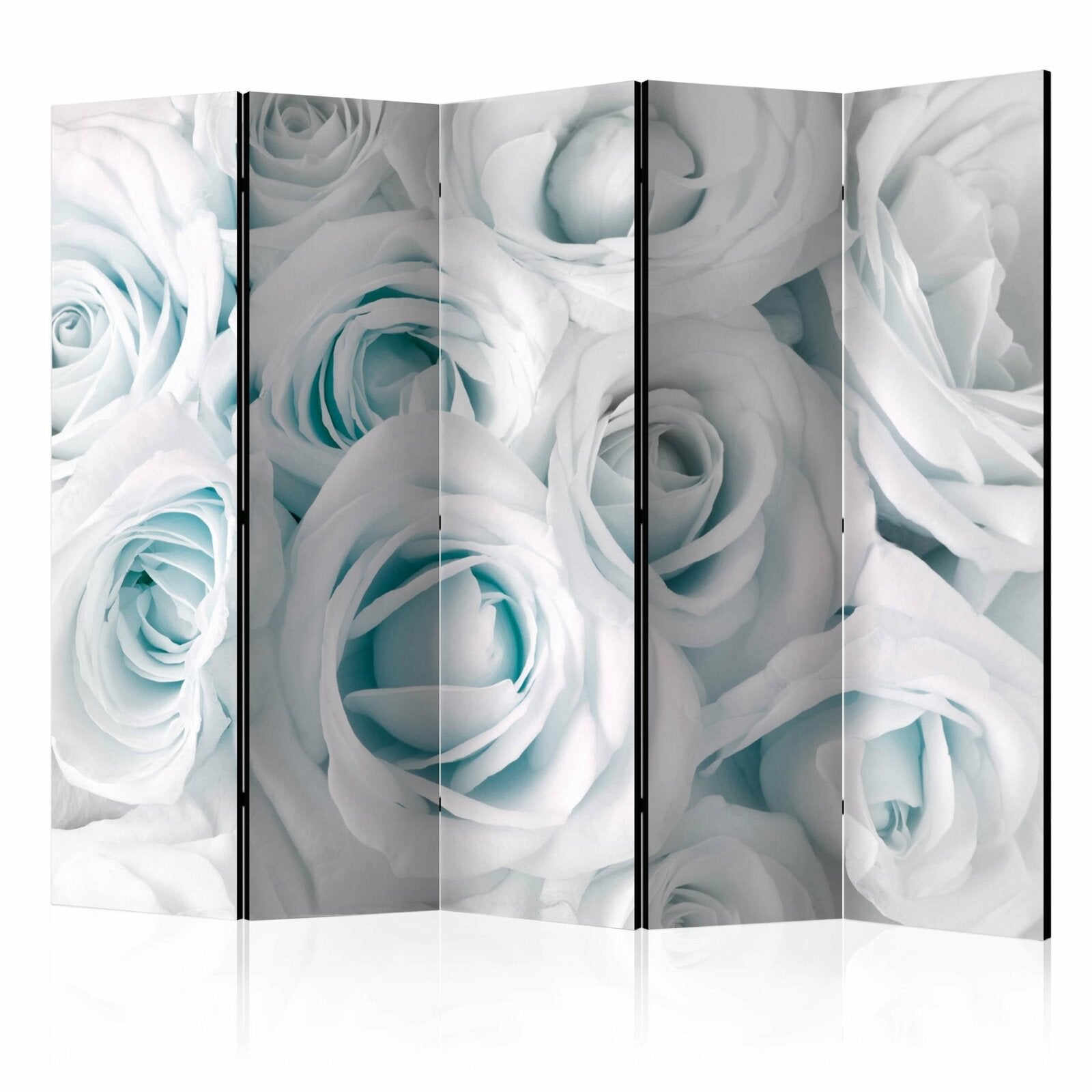 Paravent Satiné Rose et Turquoise Élégant 5 Panneaux 225 x 172 cm Blanc ...