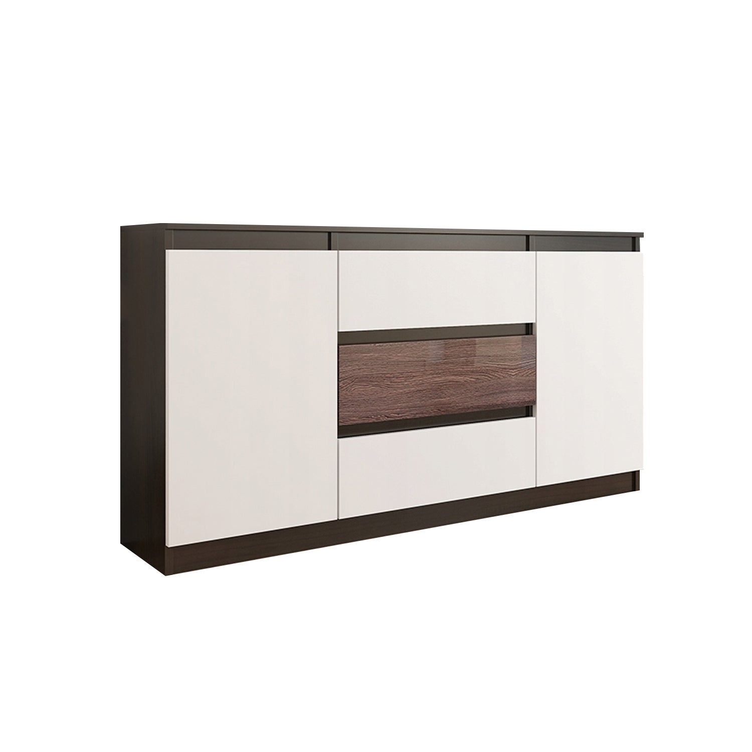 ALBI - Buffet de salon 3 tiroirs + 2 portes - 140x40x76 cm - Commode ...