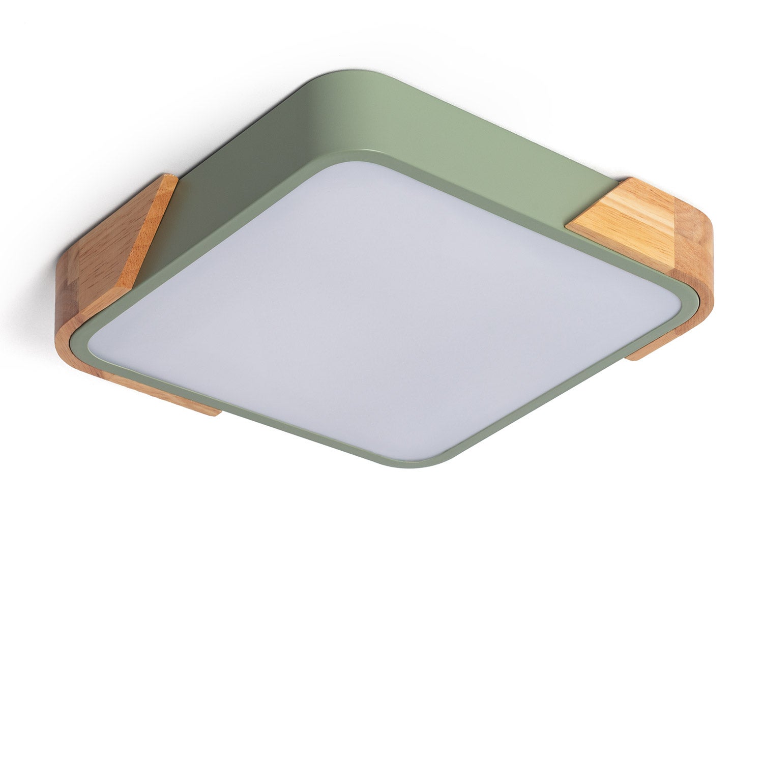 Ledkia Plafón LED 18W Cuadrado Madera 325x325 mm CCT Seleccionable Semi-Dari Verde Celadón ...